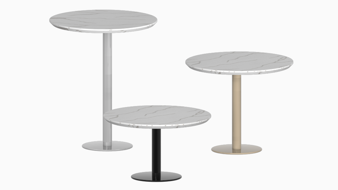 Round Smaart-Stone Table with Disk Base - Futrus® Solid Surface Solutions